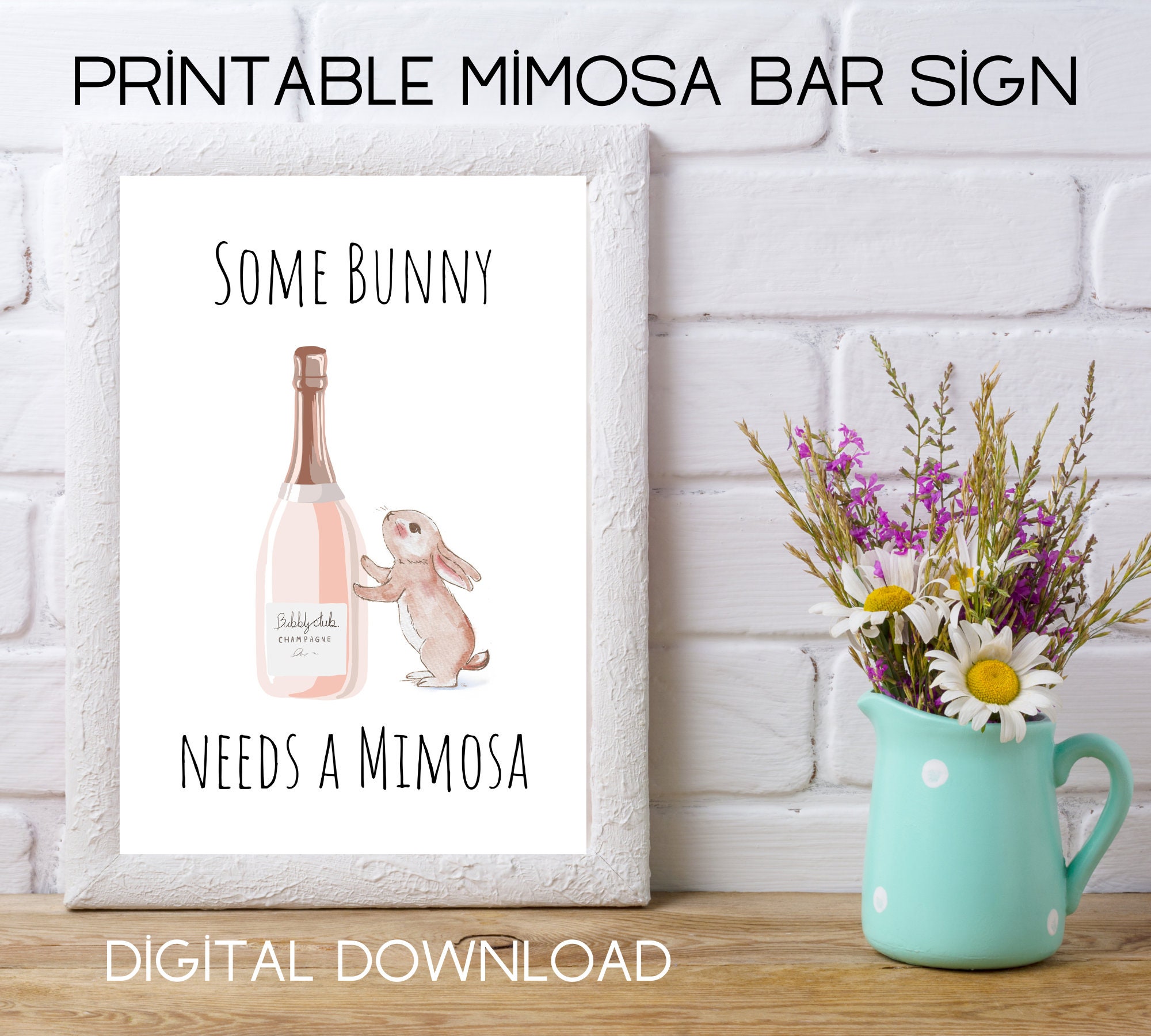 Bunny Mimosa Sign, Mimosa Bar Sign, Printable Bar Sign, Holiday Mimosa ...