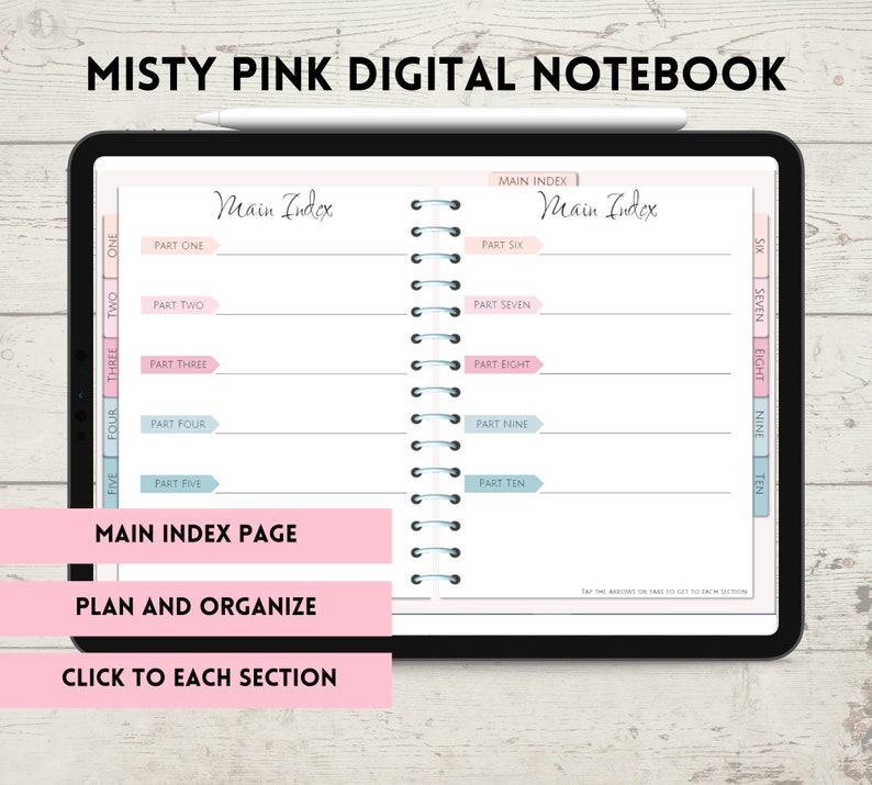 Pastel Digital Notebook, Lined Pages With Tabs (PDF Download) - Etsy