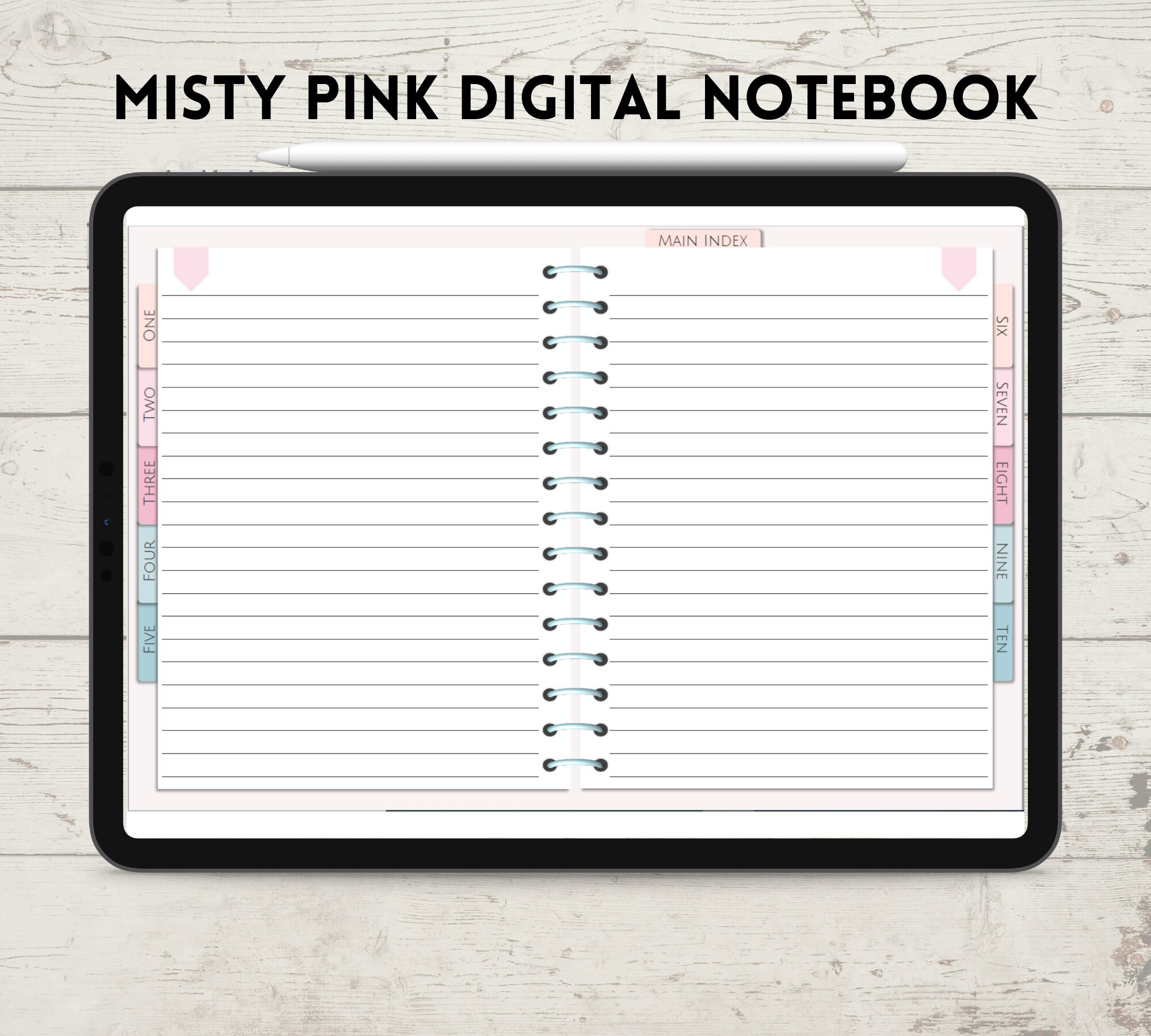 Pastel Digital Notebook, Lined Pages With Tabs (PDF Download) - Etsy
