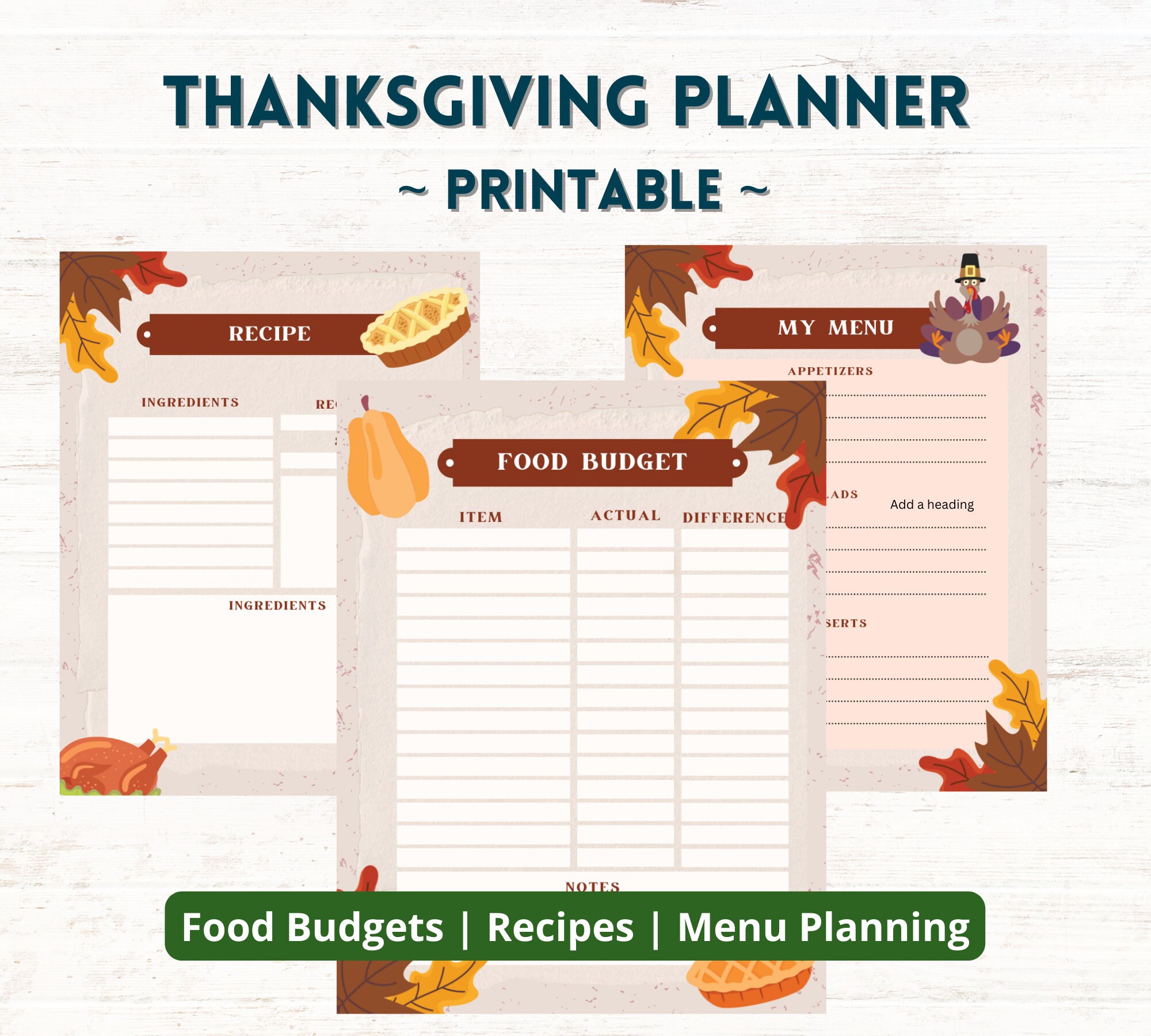 Printable Thanksgiving & Christmas Planner Bundle, Holiday to Do Lists ...