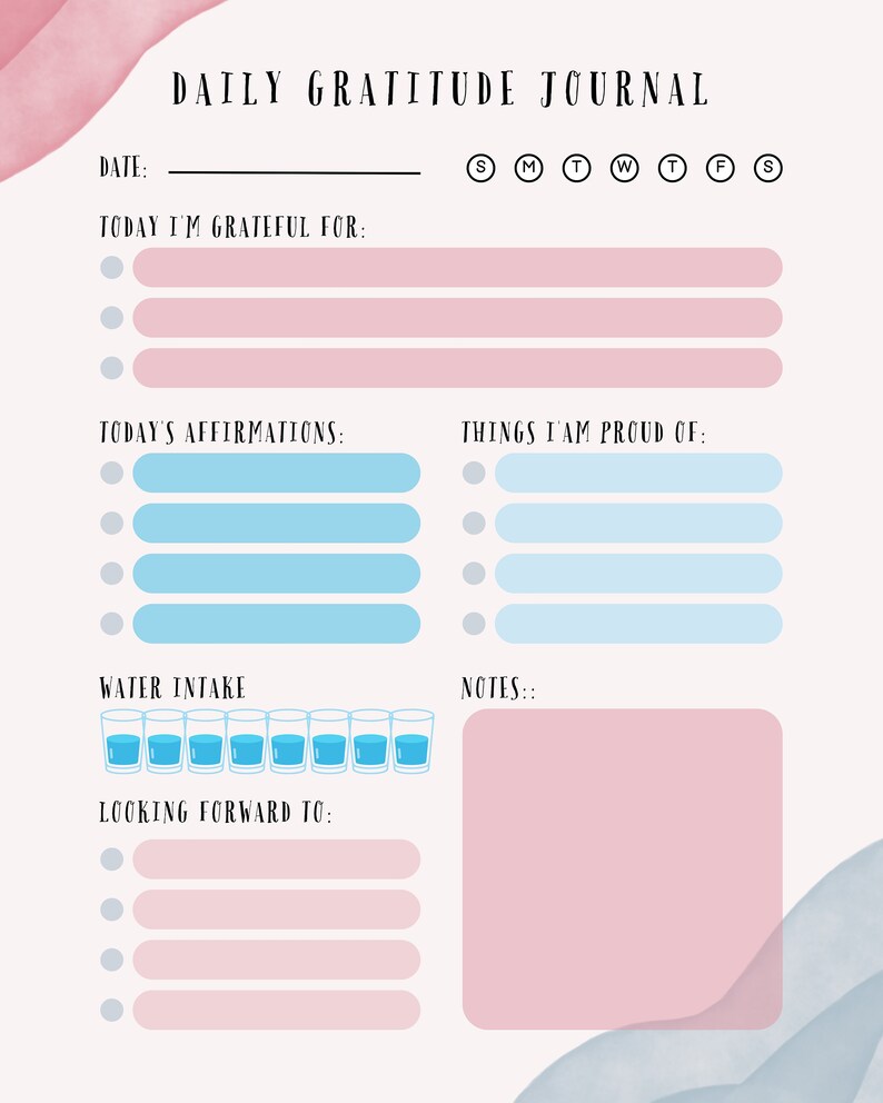 Digitial Daily Gratitude Journal, Gratitude Journal, Self Care ...