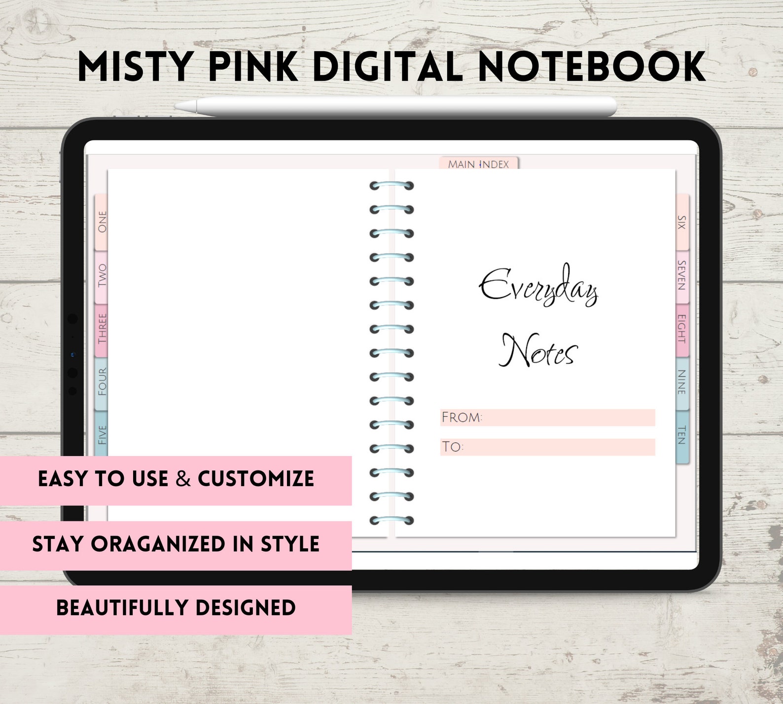 Pastel Digital Notebook, Lined Pages With Tabs (PDF Download) - Etsy