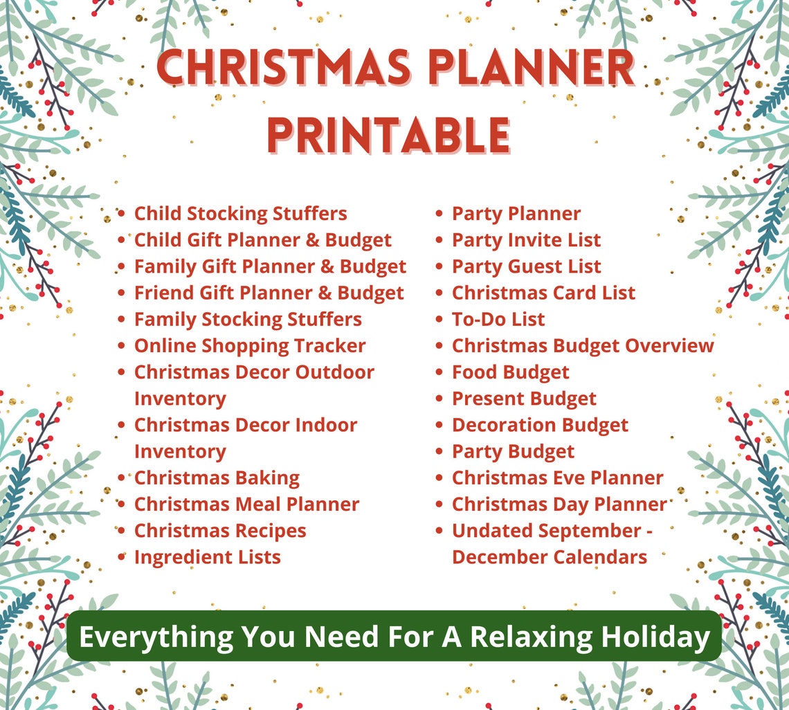 Christmas Planner Printable, Christmas to Do List, Christmas Budget ...