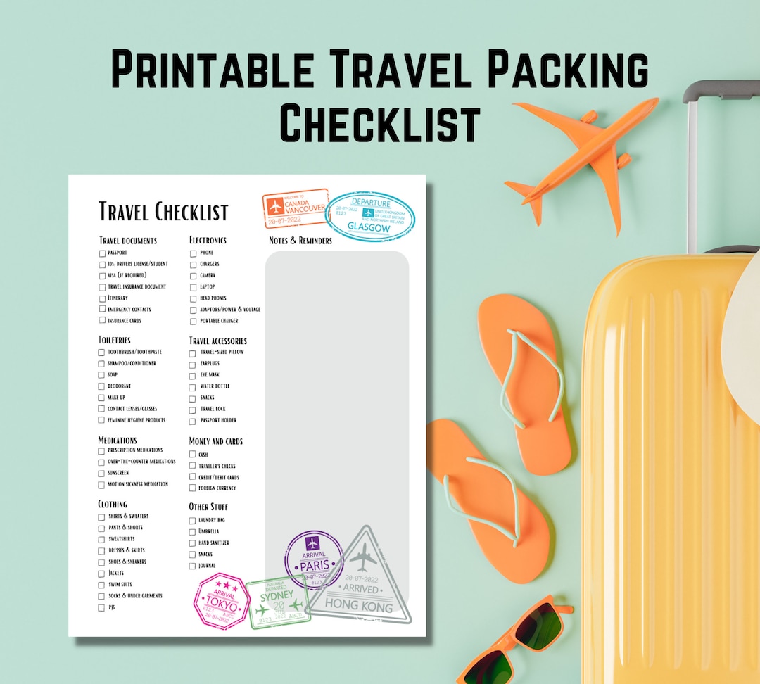 Travel Checklist Printable, Travel Packing List, Travel Planner ...