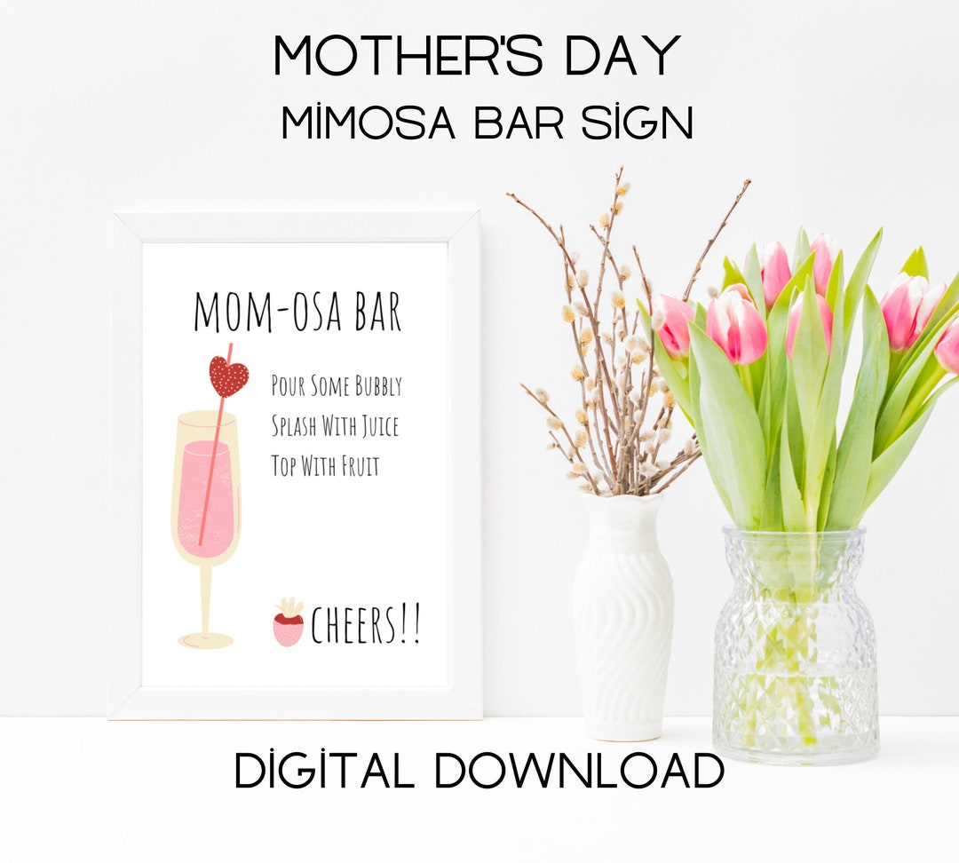 Mom-mosa Pink Bar Sign, Mother's Day Sign, Mimosa Bar Sign, Mother's ...