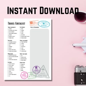 Digital Travel Checklist, Travel Packing List, Travel Planner Printable ...