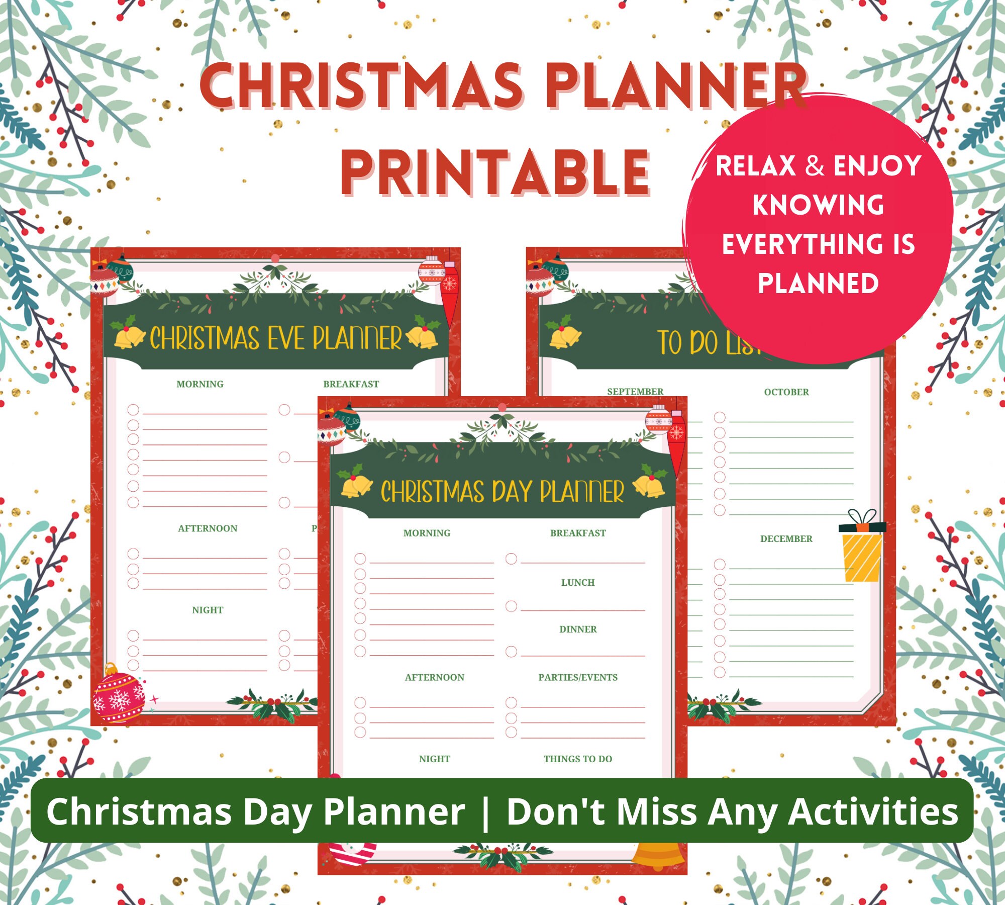 Christmas Planner Printable, Christmas to Do List, Christmas Budget ...