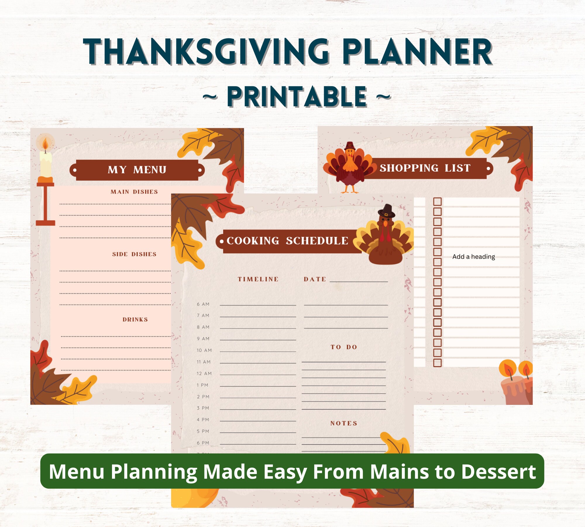 Printable Thanksgiving & Christmas Planner Bundle, Holiday to Do Lists ...
