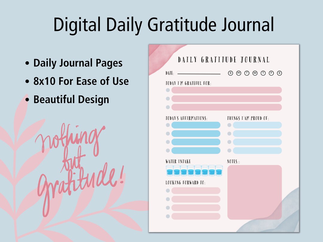 Digitial Daily Gratitude Journal, Gratitude Journal, Self Care ...