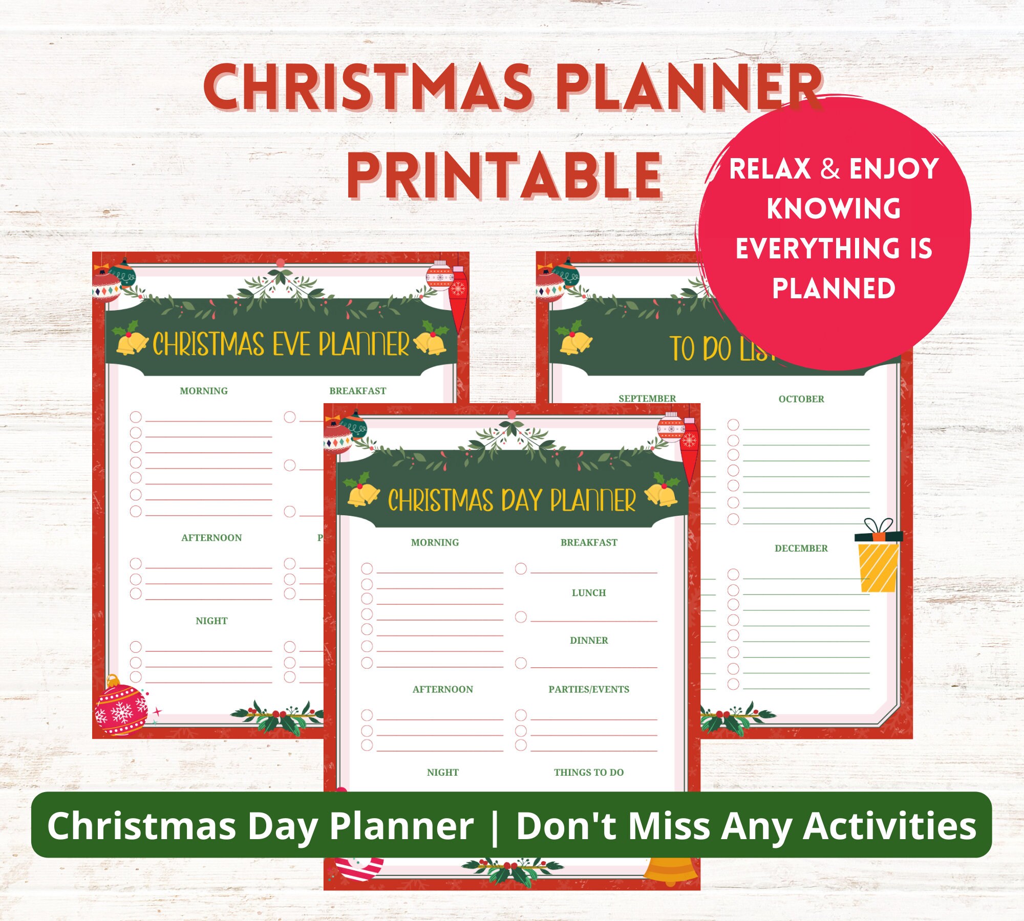 Printable Thanksgiving & Christmas Planner Bundle, Holiday to Do Lists ...