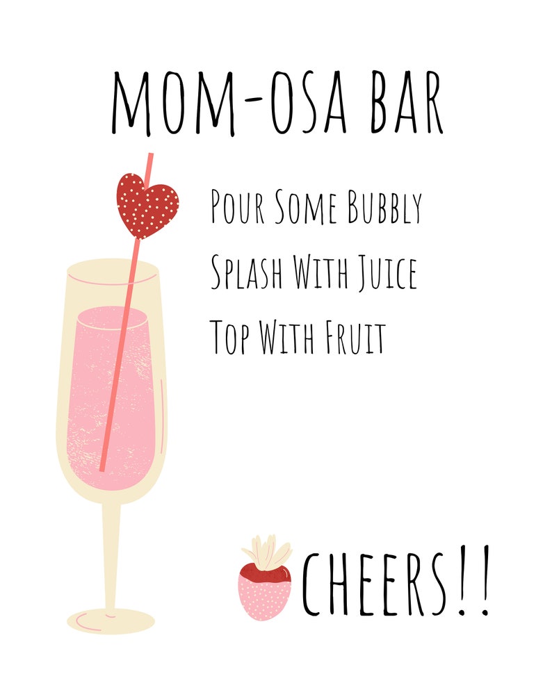 Mom-mosa Pink Bar Sign, Mother's Day Sign, Mimosa Bar Sign, Mother's ...