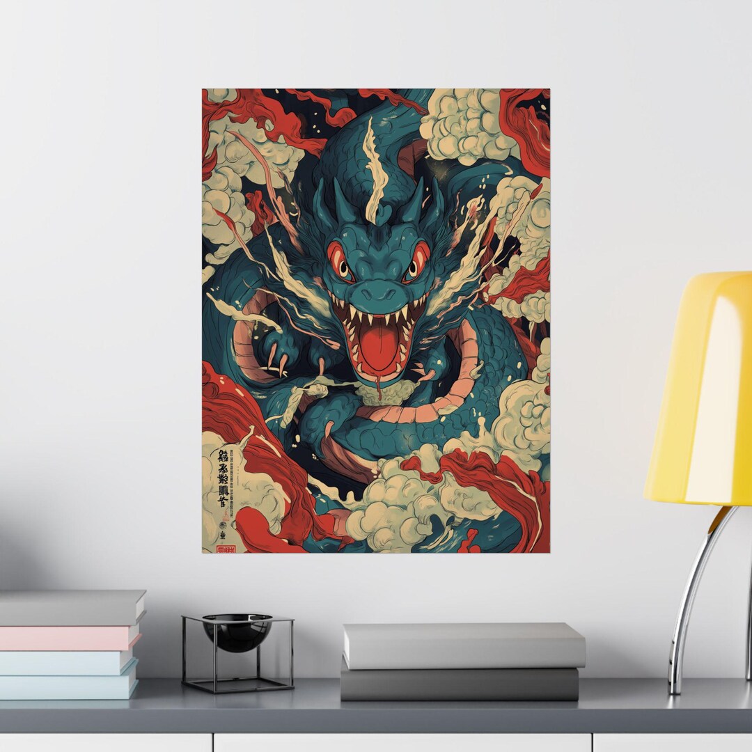 Vintage Dragon Poster Japanese Style Wall Art Retro Asian Wall Art ...