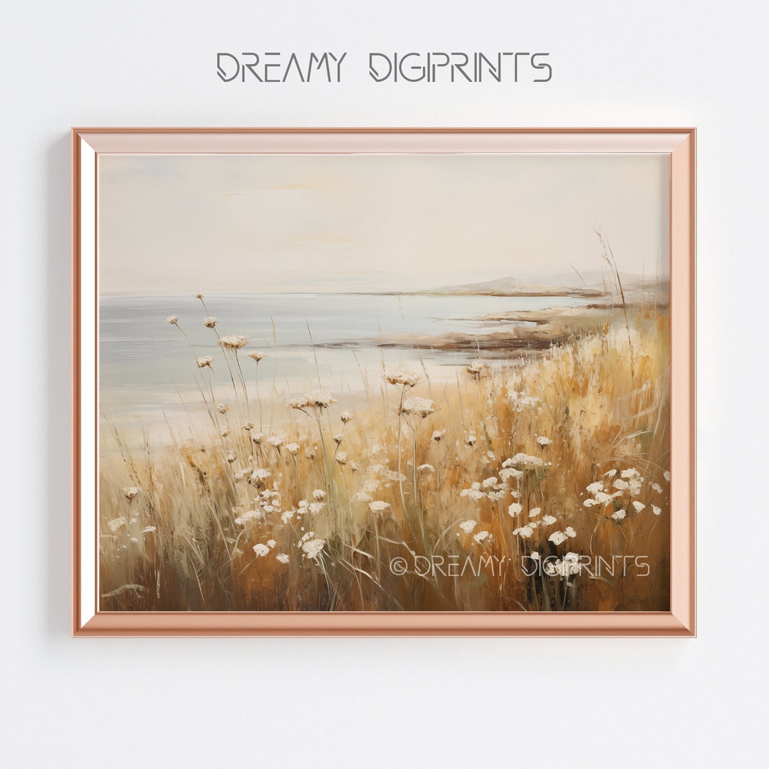 Printable Wildflower Field Landscape Oil Painting, Country Landscape ...