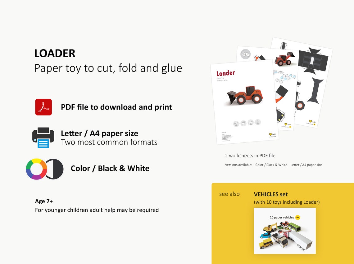 Papercraft Toy Loader. Printable Template - Etsy