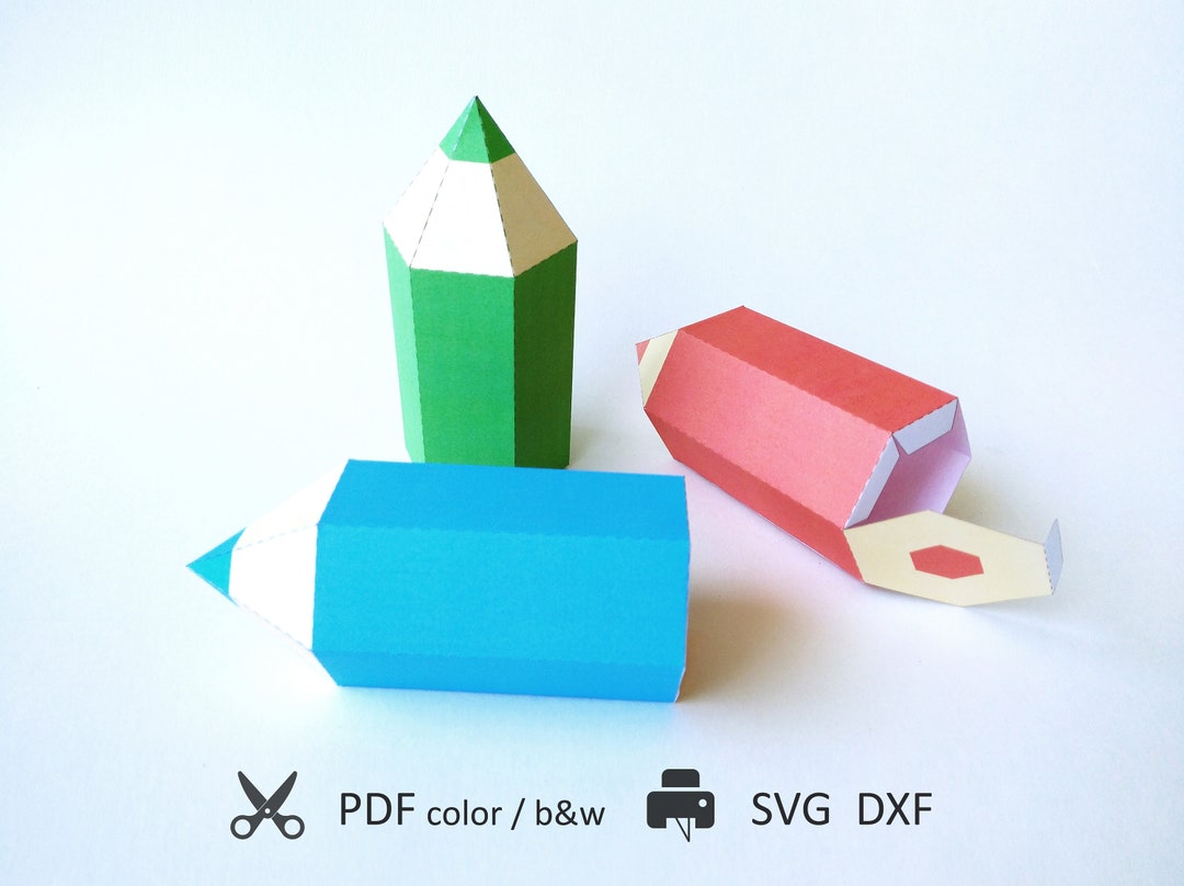 Pencil Gift Box 3D SVG - Etsy