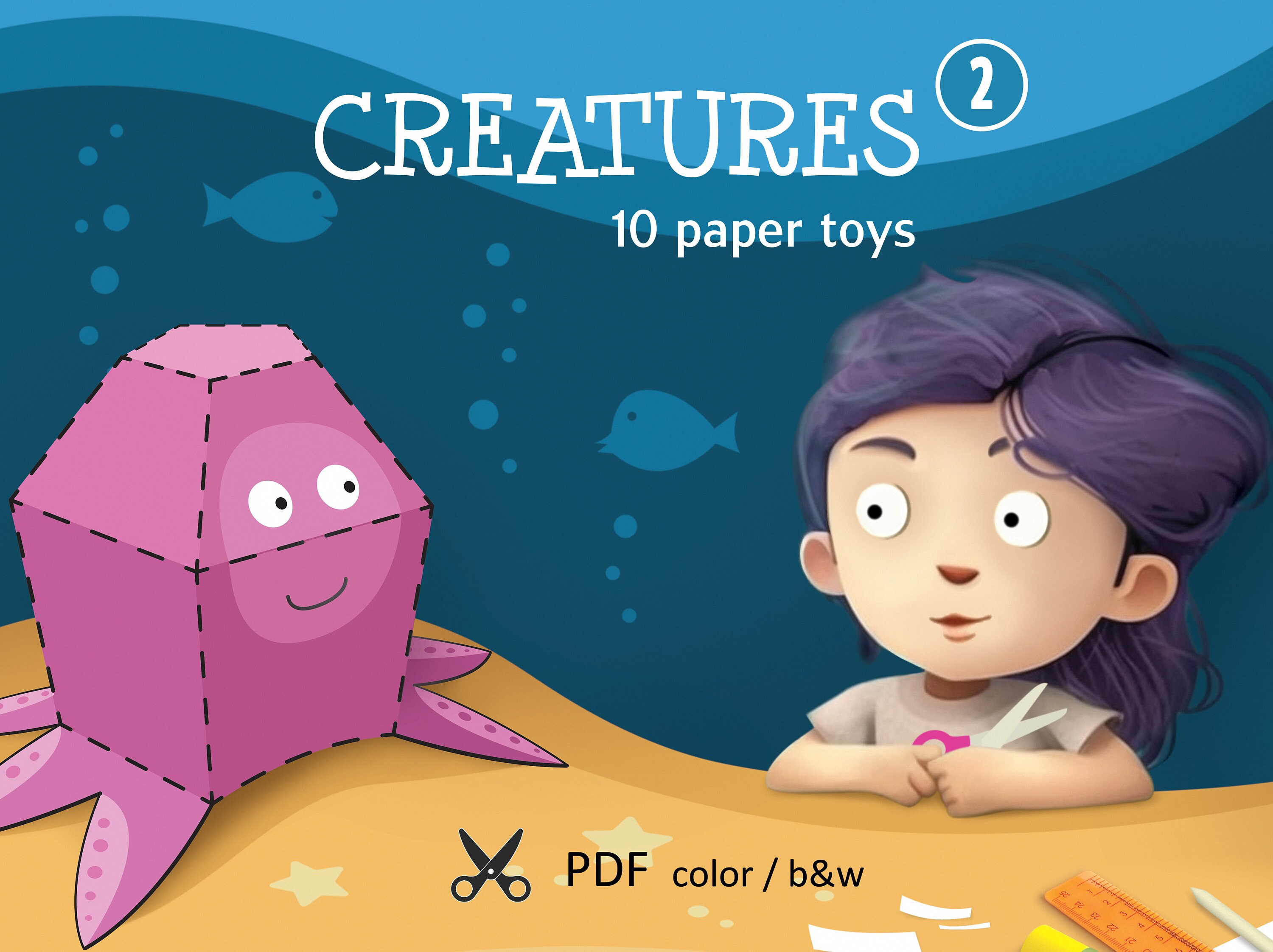 CREATURES Set 2. Papercraft Toys for Kids. 10 Simple Paper Toys - Etsy