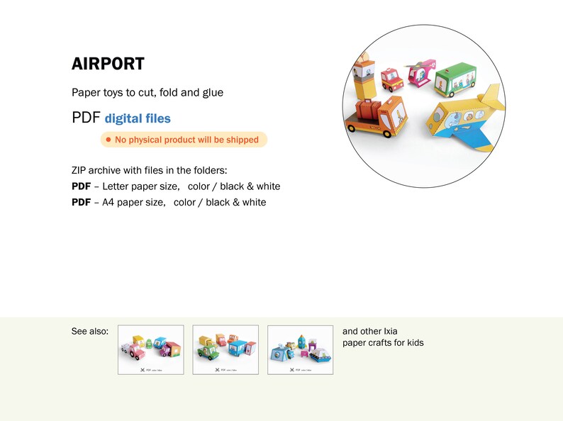 Airport - Papercraft for Kids. Printable Paper Toys - Etsy Australia