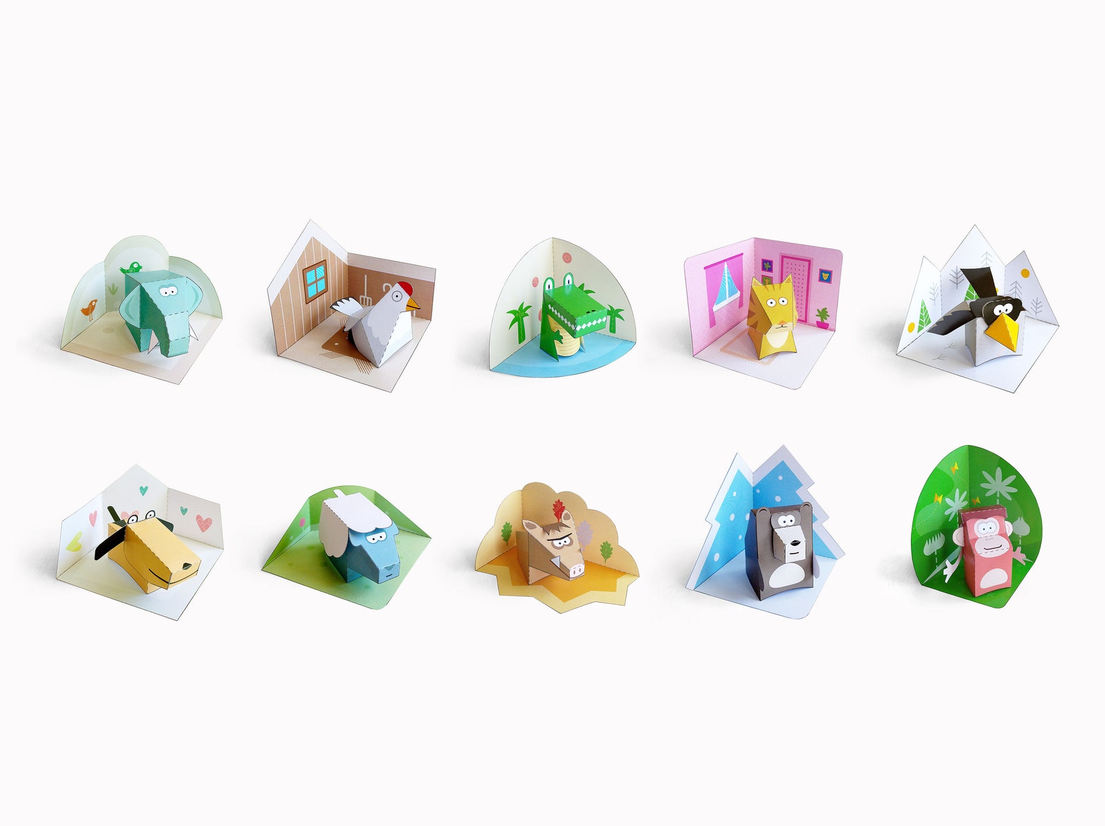 Paper Animals. Easy Paper Toys for Kids. Printable Templates - Etsy