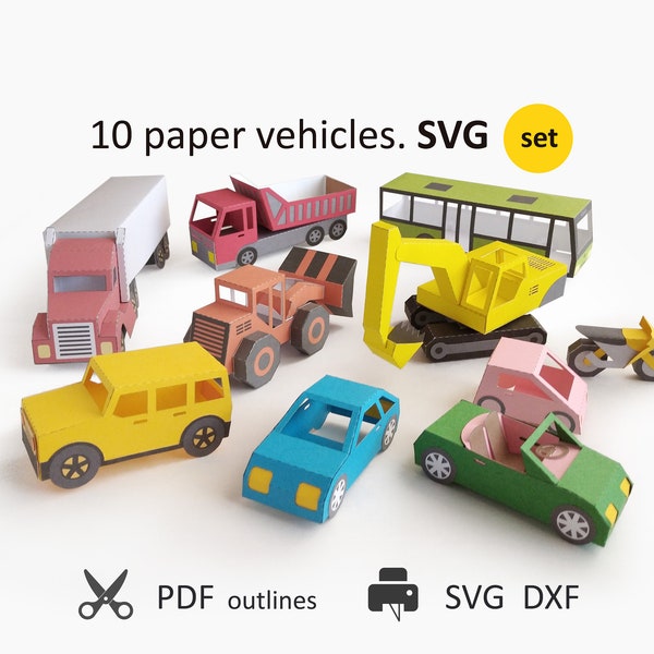 3d Paper Vehicles Svg - Etsy