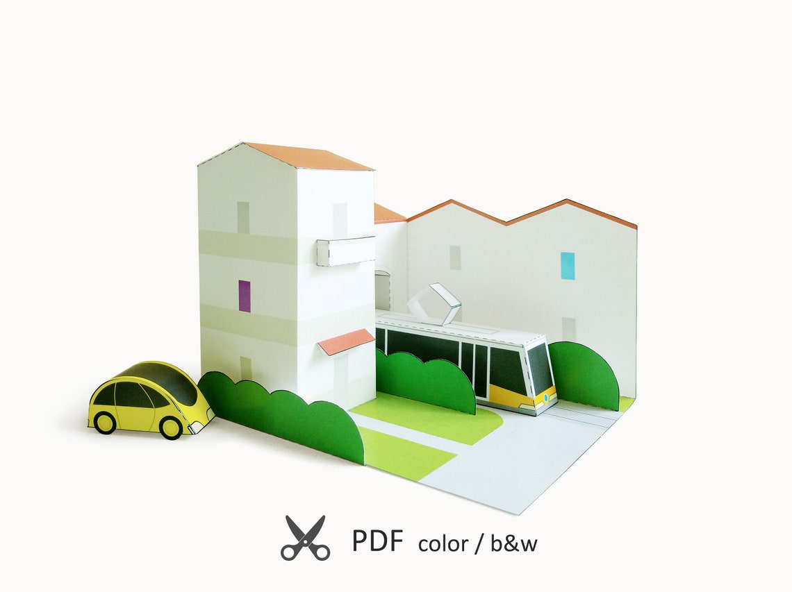 Paper Diorama Town. Printable Paper Toys for Children. PDF - Etsy