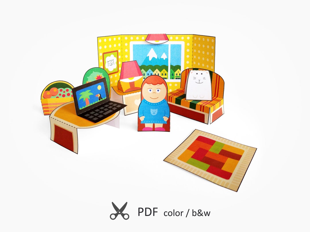 Print and Cut Out - Home. Cut and Fold Paper Room - Etsy