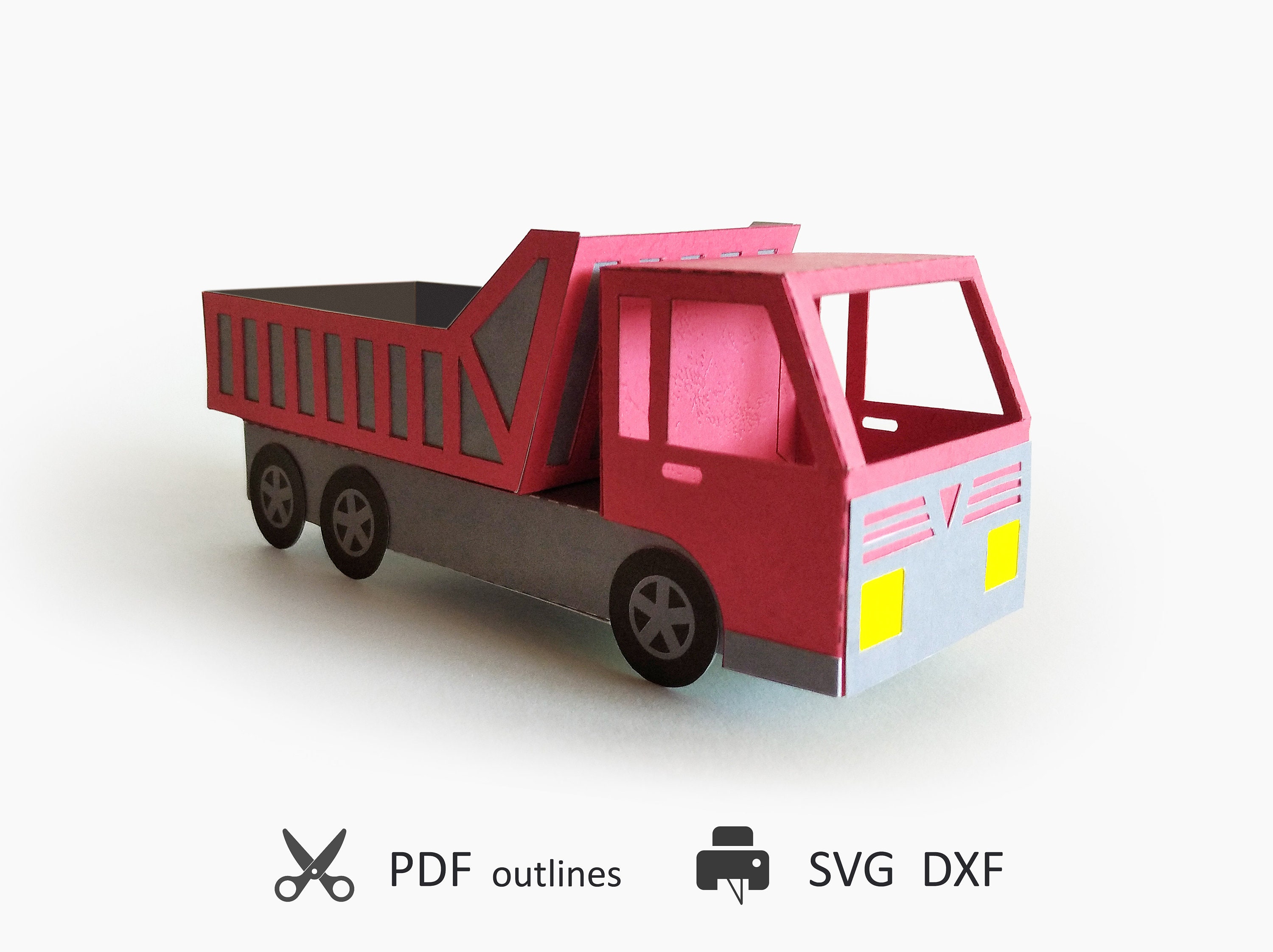 Dump Truck Template for Cricut. Papercraft Toy in SVG, DXF and PDF - Etsy