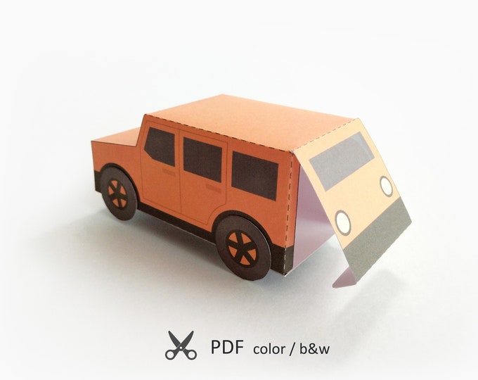 DIY Printable Car Favor Box,papercraft,instant Digital Download, Paper ...