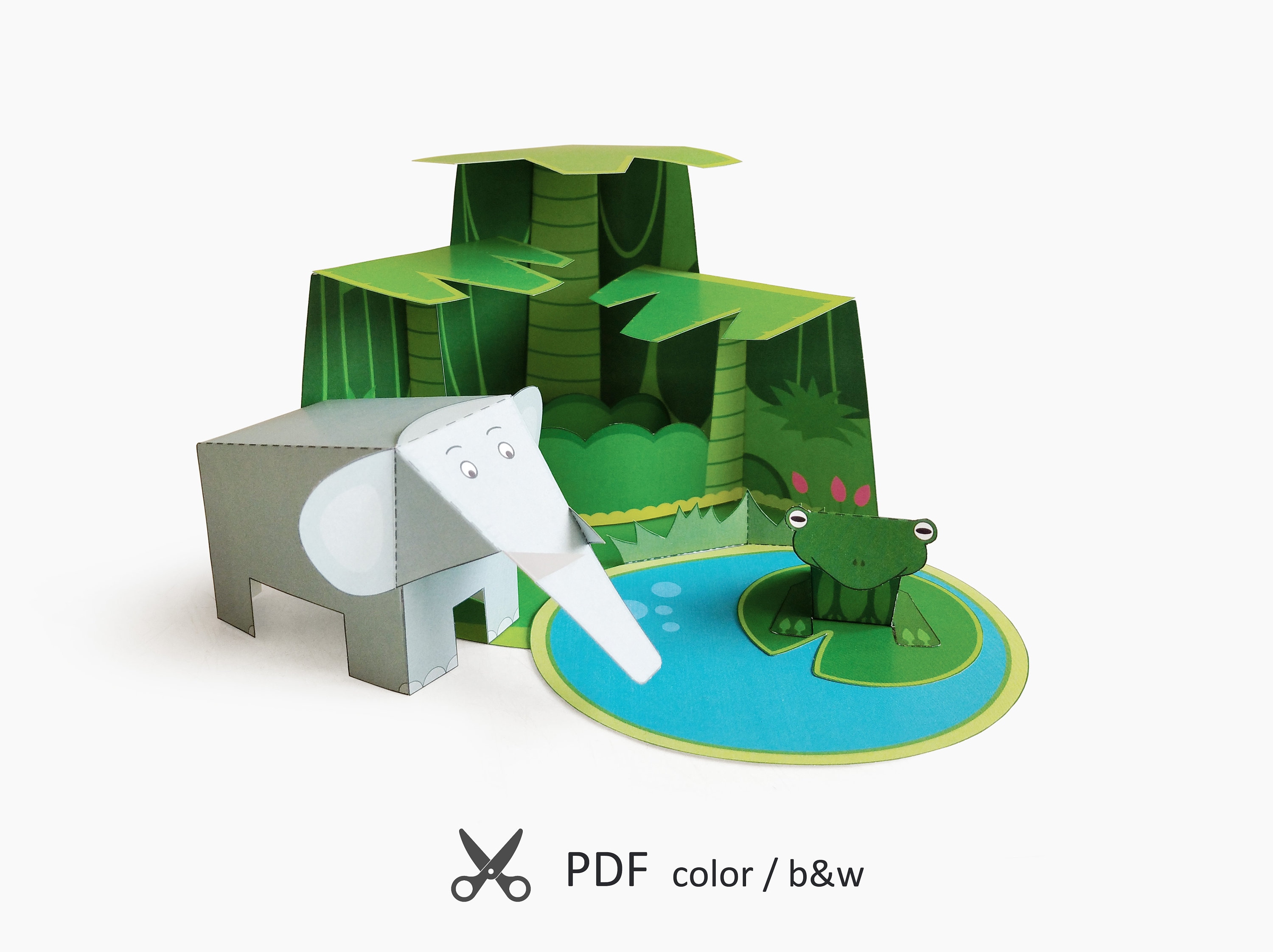 Printable Paper Craft Diorama Jungle. Paper 3D Toys for Kids - Etsy
