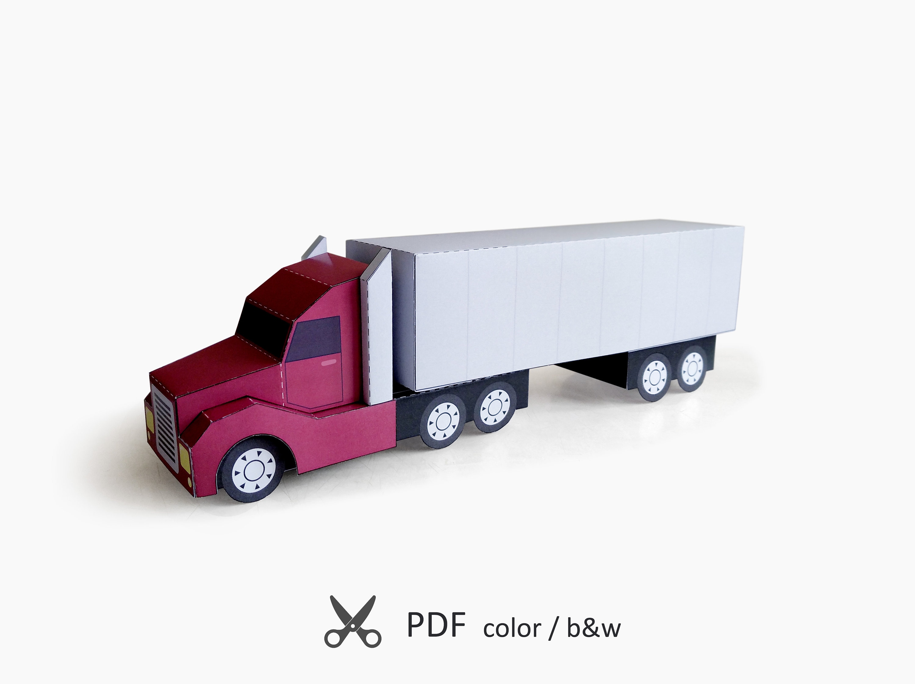 Semi-trailer Truck. Paper Printable Toy. Paper Craft PDF Templates - Etsy