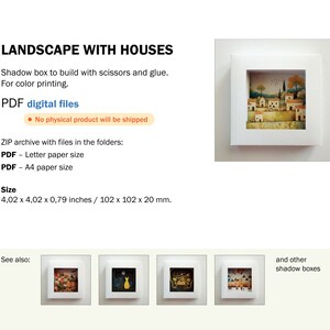 Shadow Box Template. Landscape With Houses - Etsy