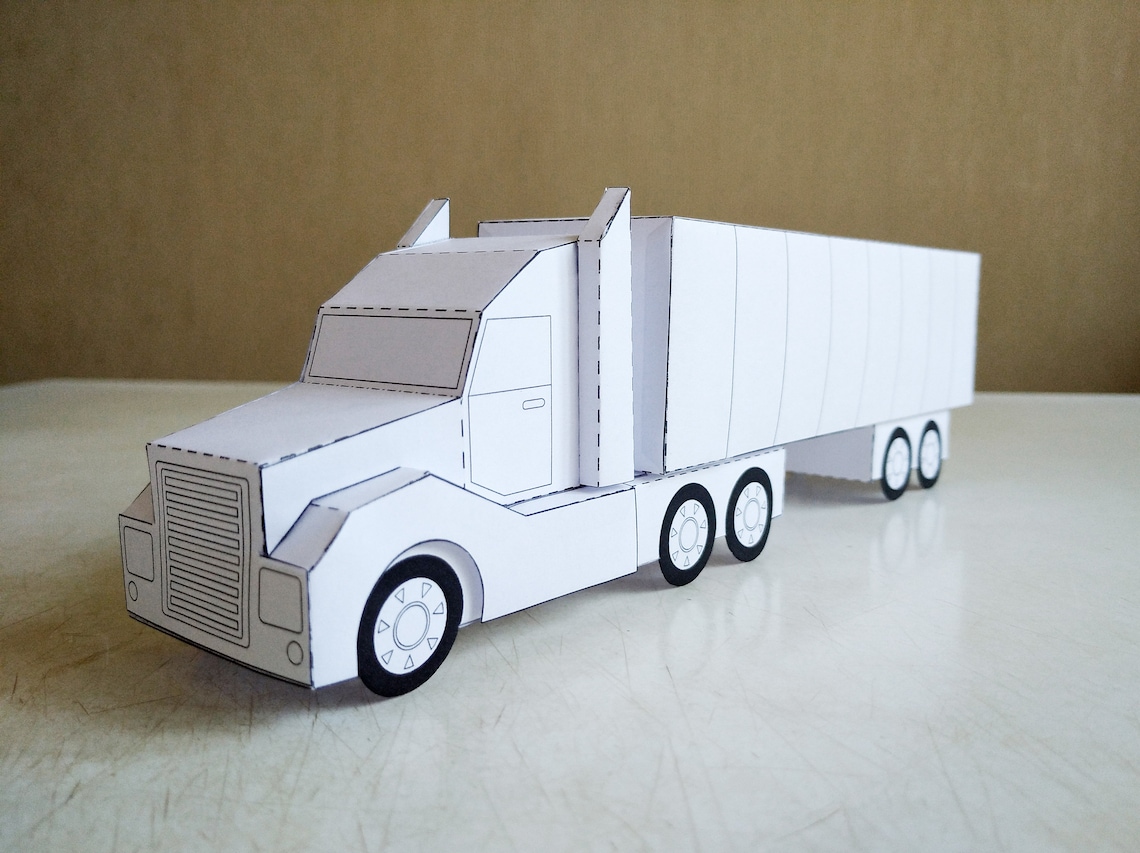 Camión Semirremolque. Juguete imprimible en papel. Plantillas PDF para ...