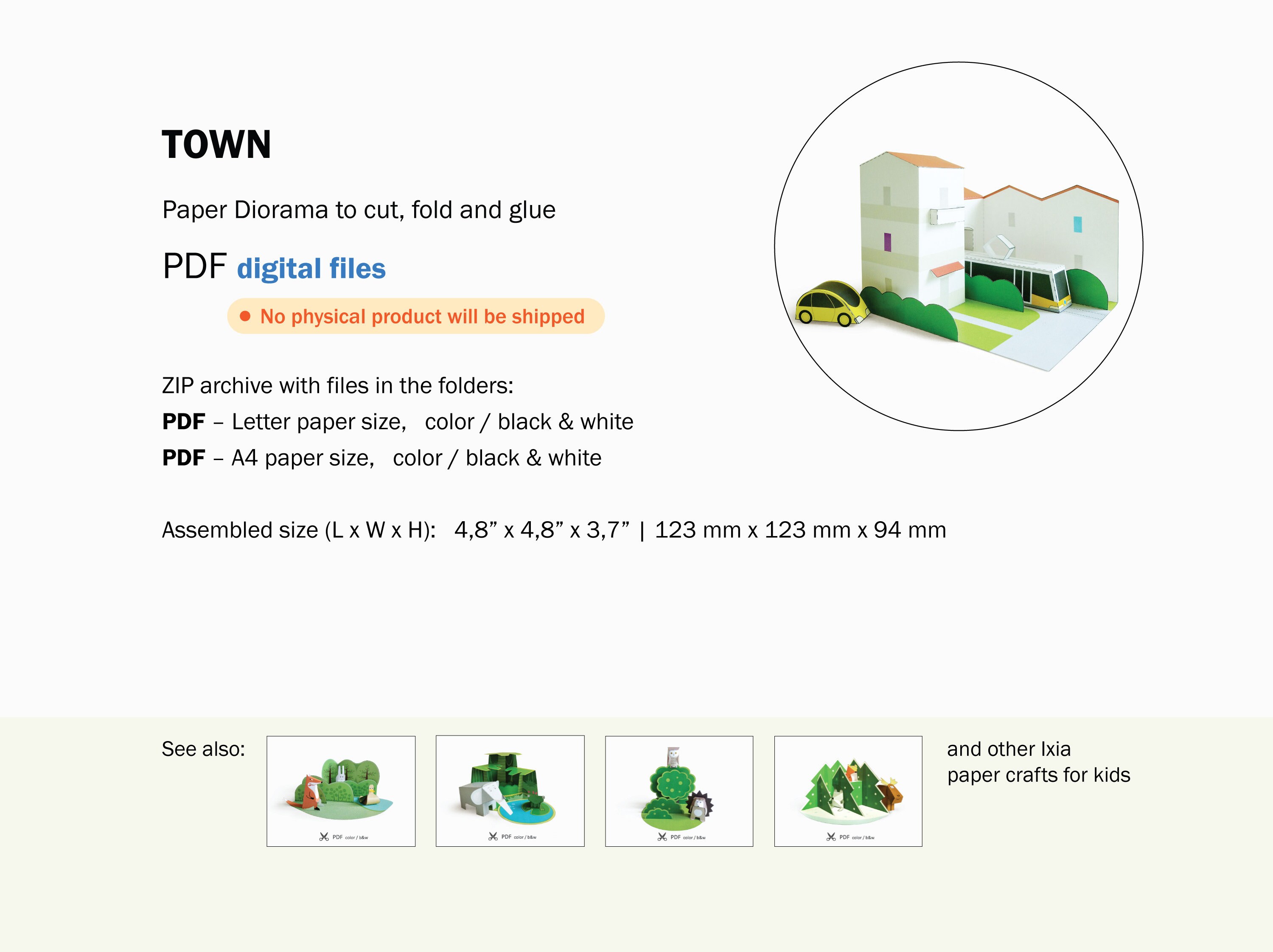 Paper Diorama Town. Printable Paper Toys for Children. PDF Templates ...