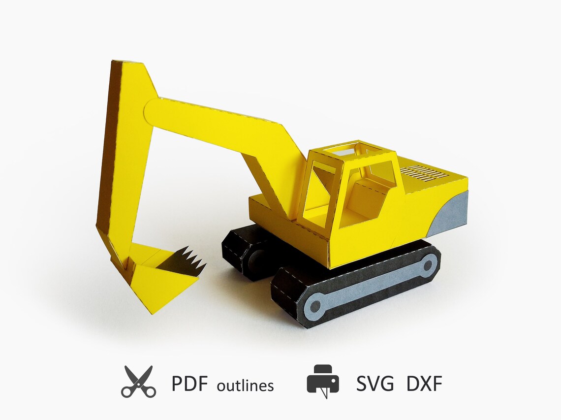Excavator Template for Cricut. Paper Craft Toy in SVG, DXF and PDF - Etsy