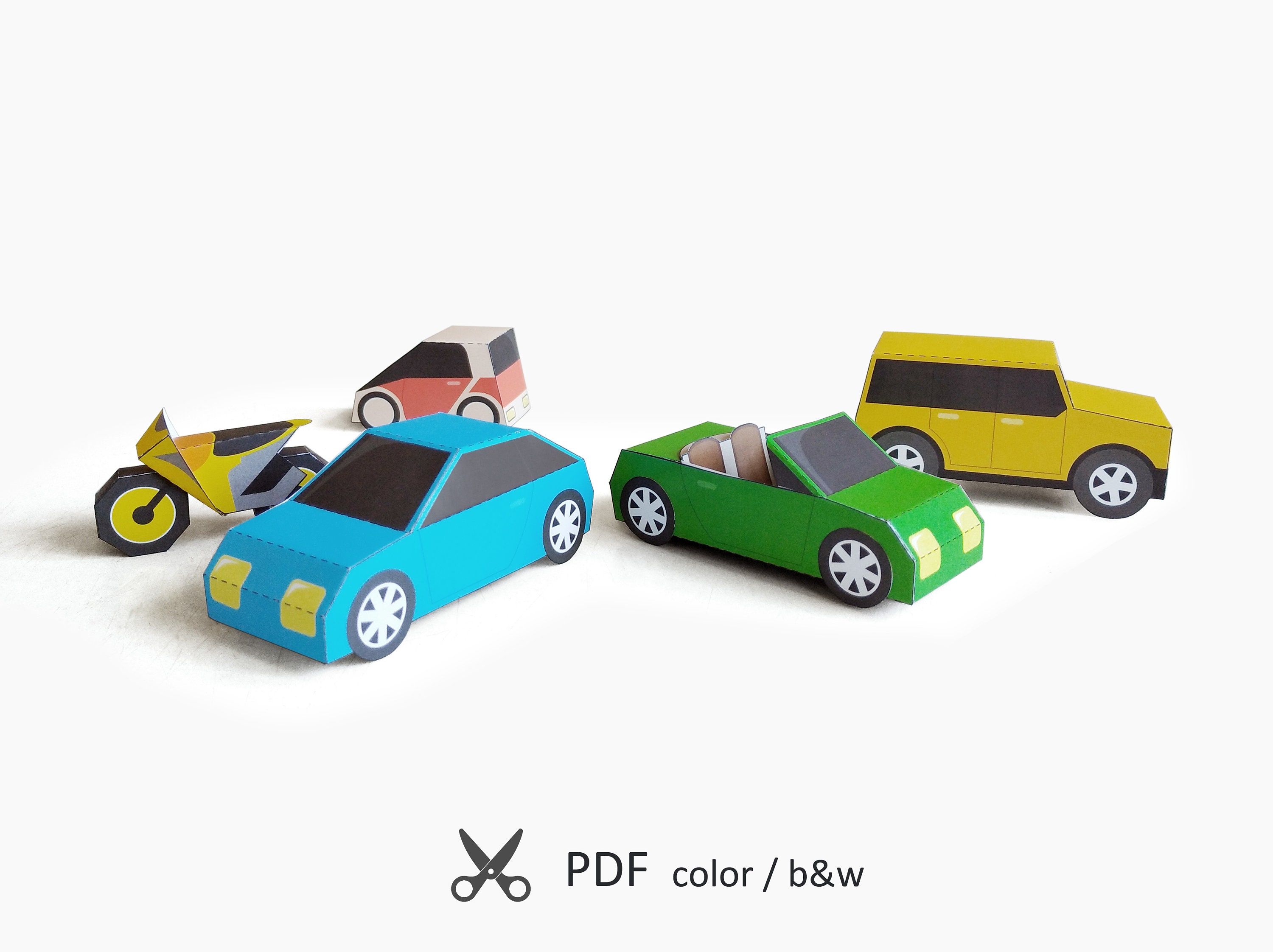 Paper Cars and Motorbikes. Printable Toys of Vehicles for Kids - Etsy ...