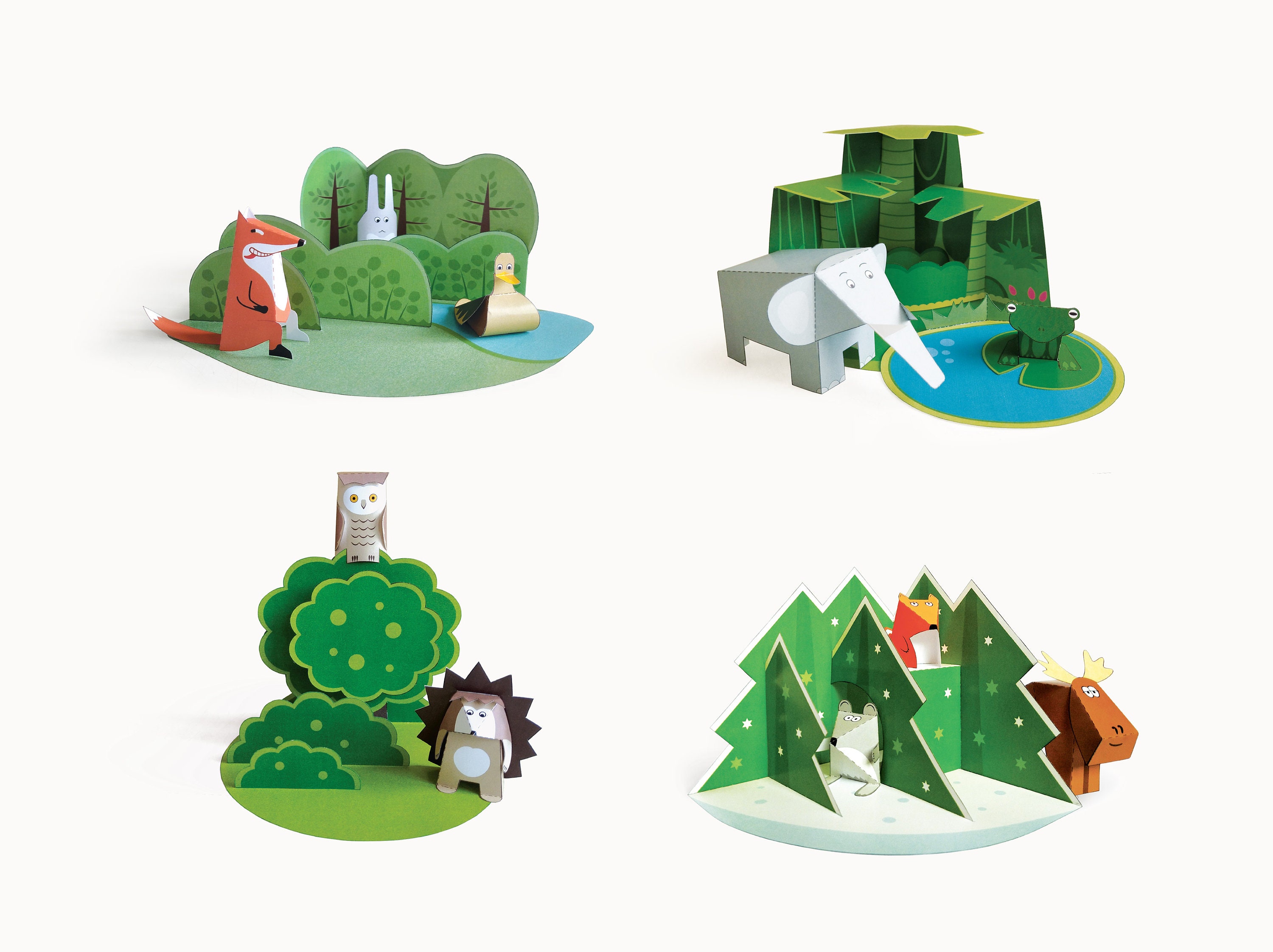 Green Diorama Set. Papercraft Dioramas. Printable Toys for - Etsy