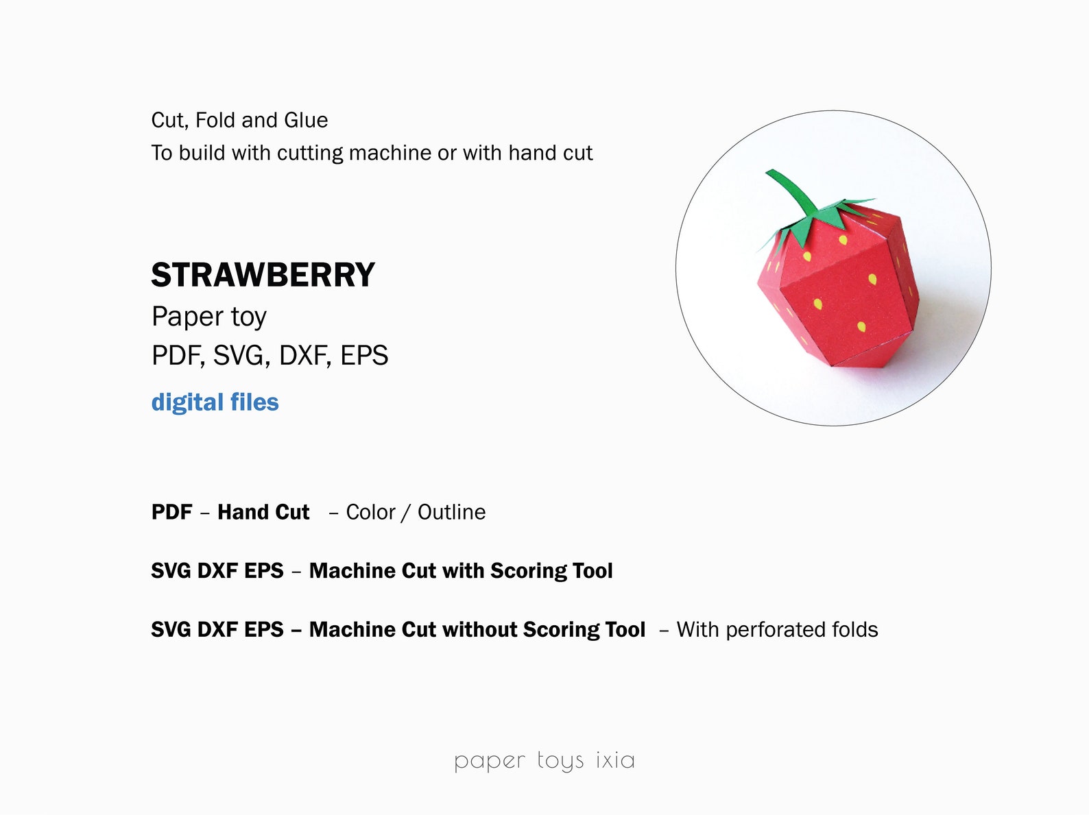 Strawberry 3D Papercraft Toy SVG - Etsy