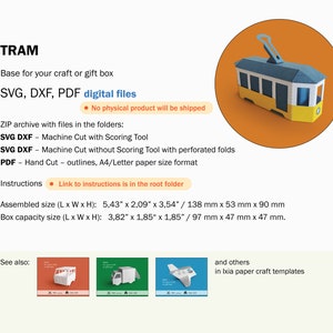 Paper Tram. Template for Your Craft or Gift Box. Digital File for ...