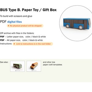 BUS Type B. Paper Toy / Gift Box - Etsy