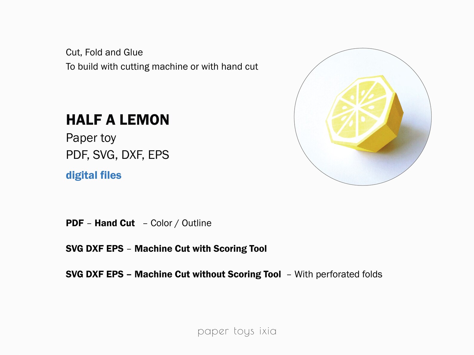 Half a Lemon 3D Paper Craft SVG - Etsy