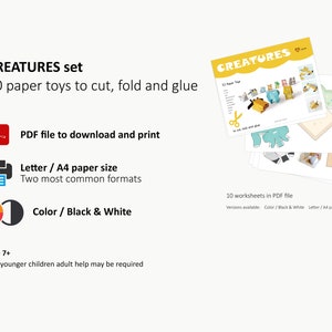 Paper Animals. Easy Paper Toys for Kids. Printable Templates - Etsy