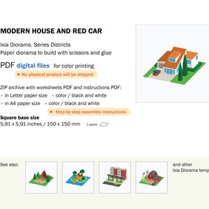 Diorama Modern House and Red Car. Printable Paper Craft Template - Etsy