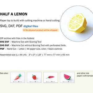 Half a Lemon 3D Paper Craft SVG - Etsy