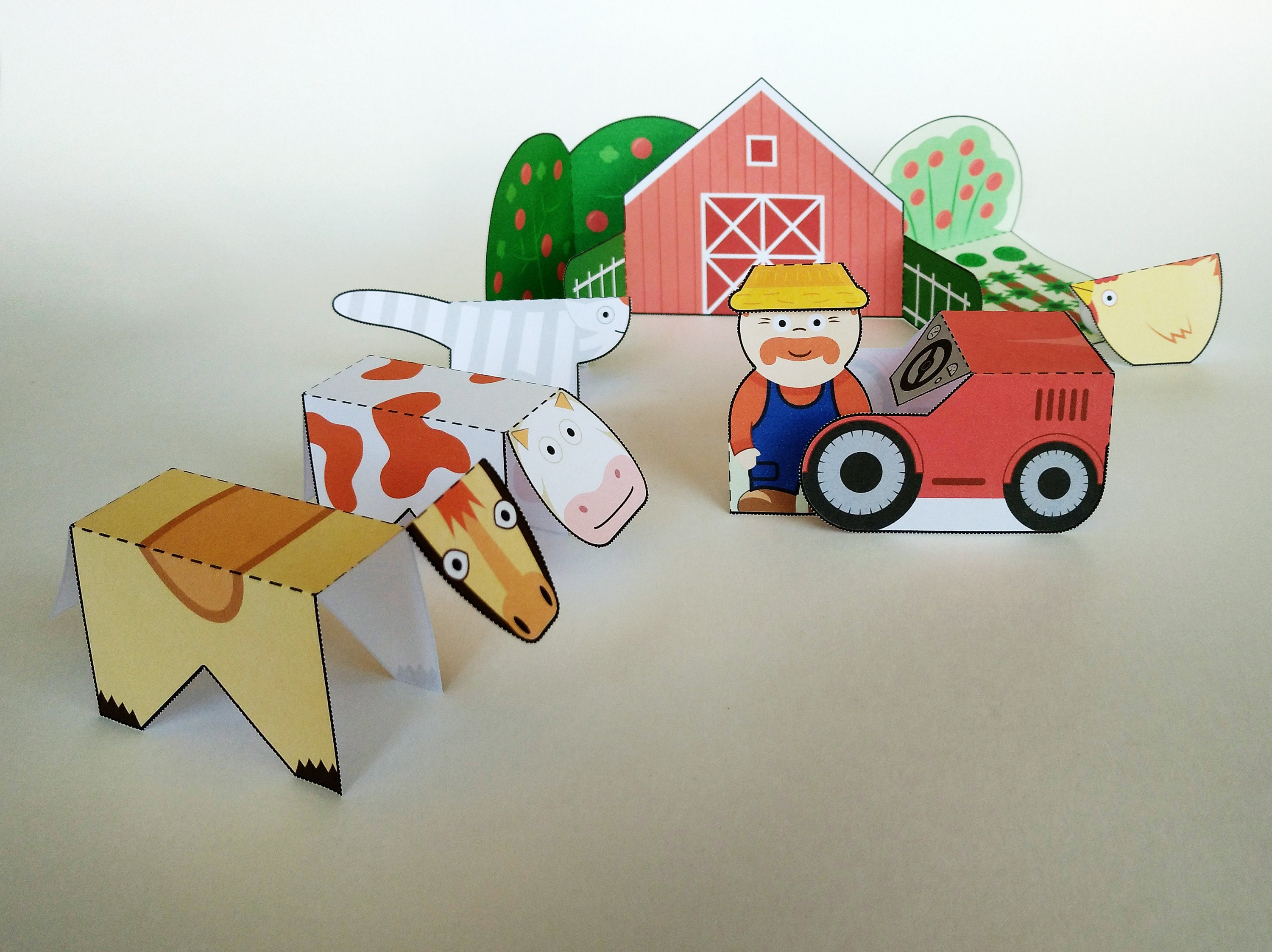 Cutouts to Print and Fold Farm. Paper Crafts Ages 4-8 - Etsy