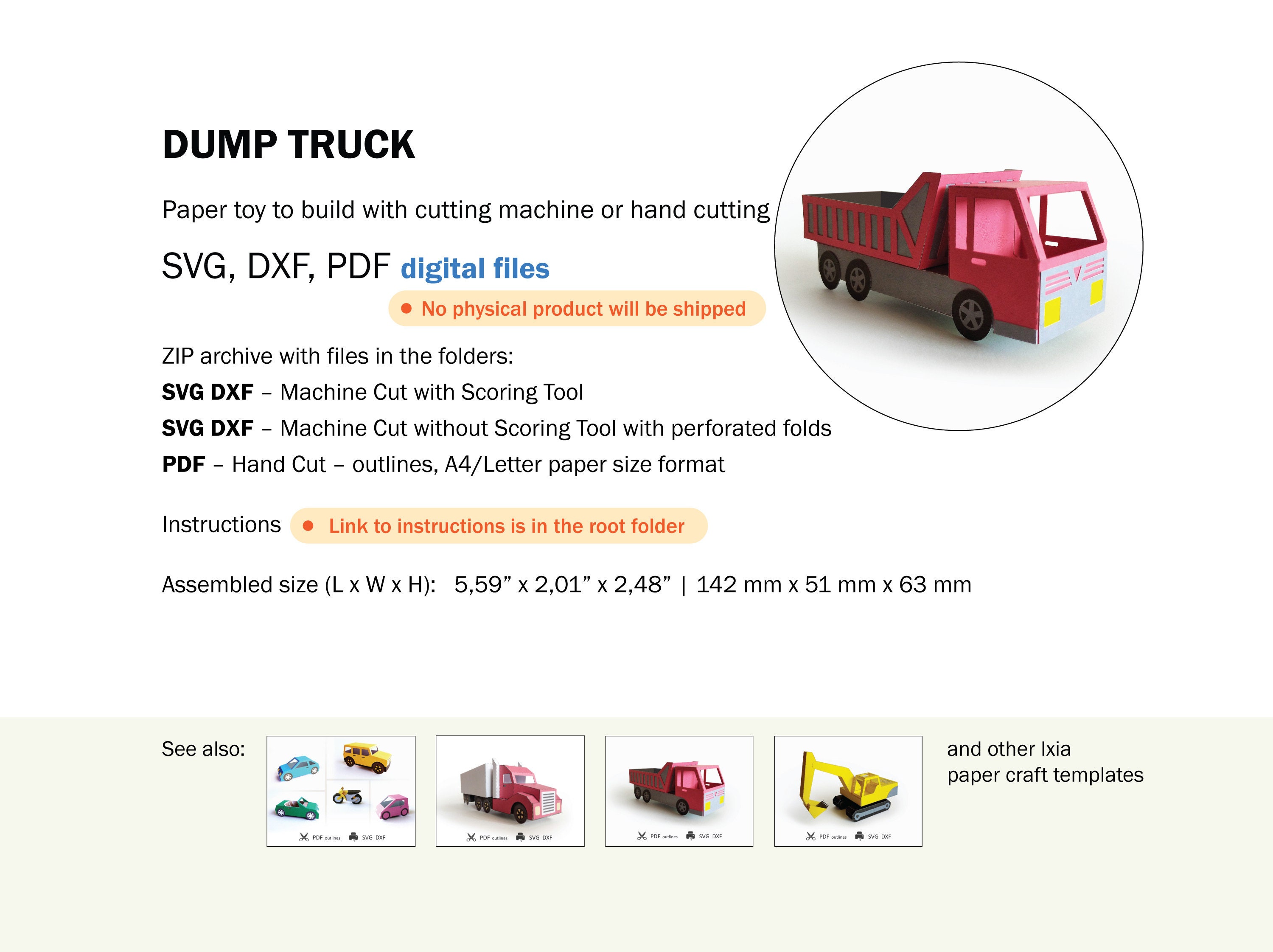 Dump Truck Template for Cricut. Papercraft Toy in SVG, DXF and PDF - Etsy