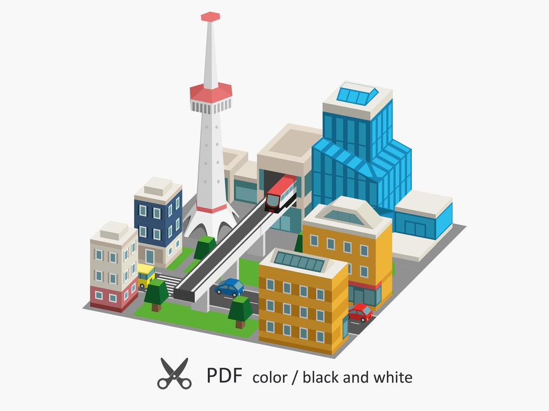 Downtown. Paper Diorama PDF Printable Template - Etsy