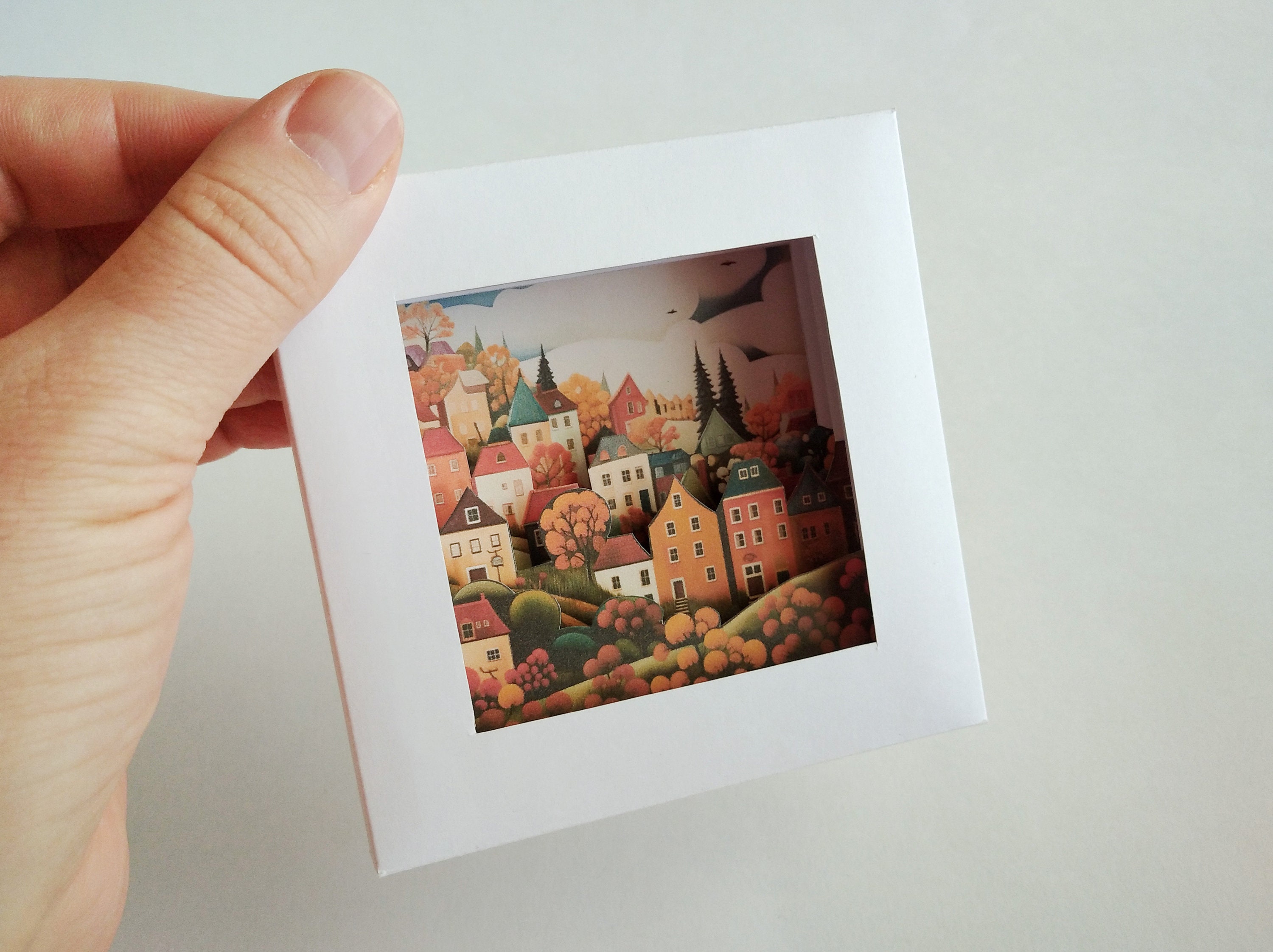 Shadow Box Template. City on the Hills - Etsy