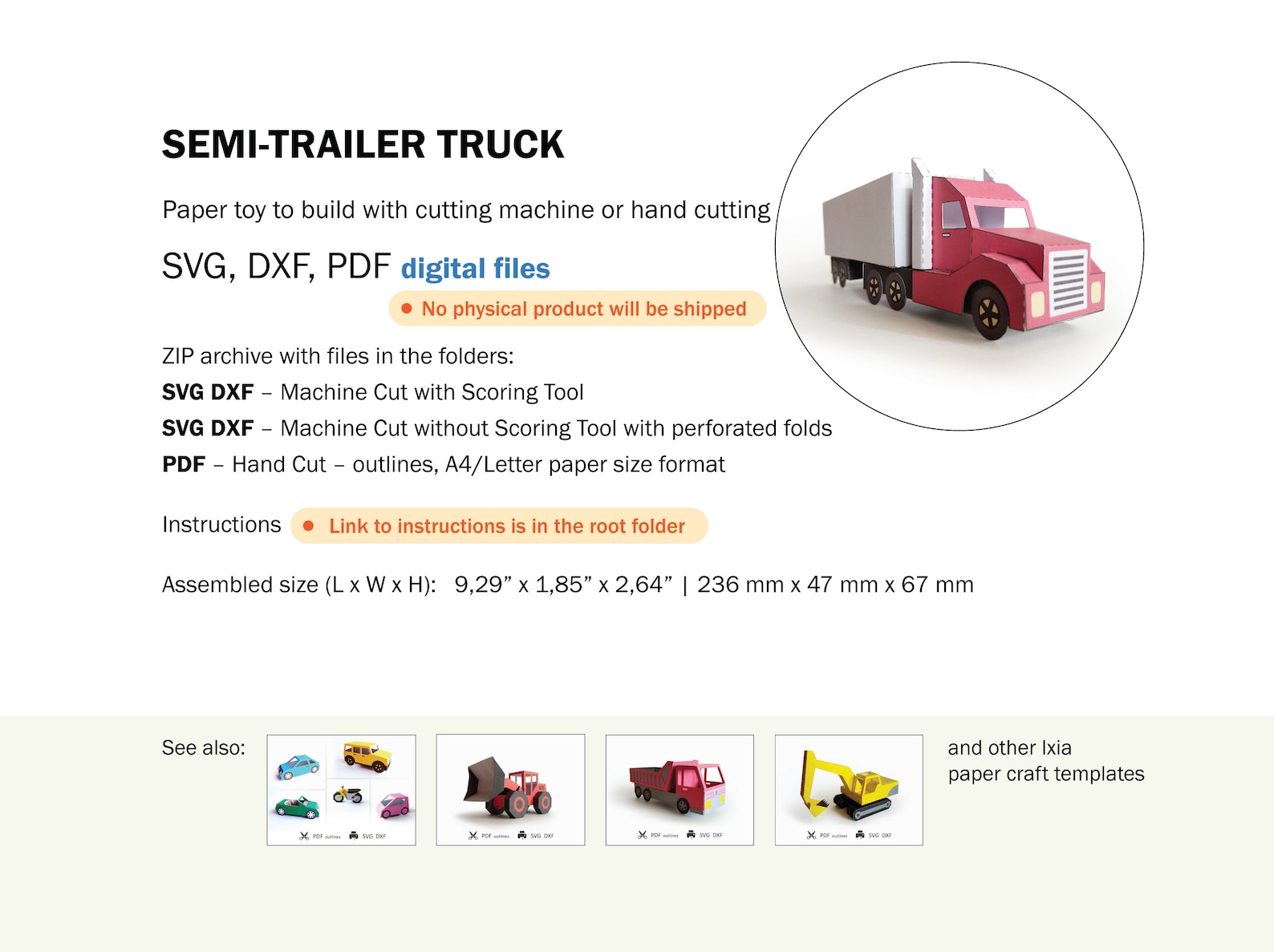 Semi-trailer Truck SVG Templates. Paper Toy to Build With Cricut - Etsy