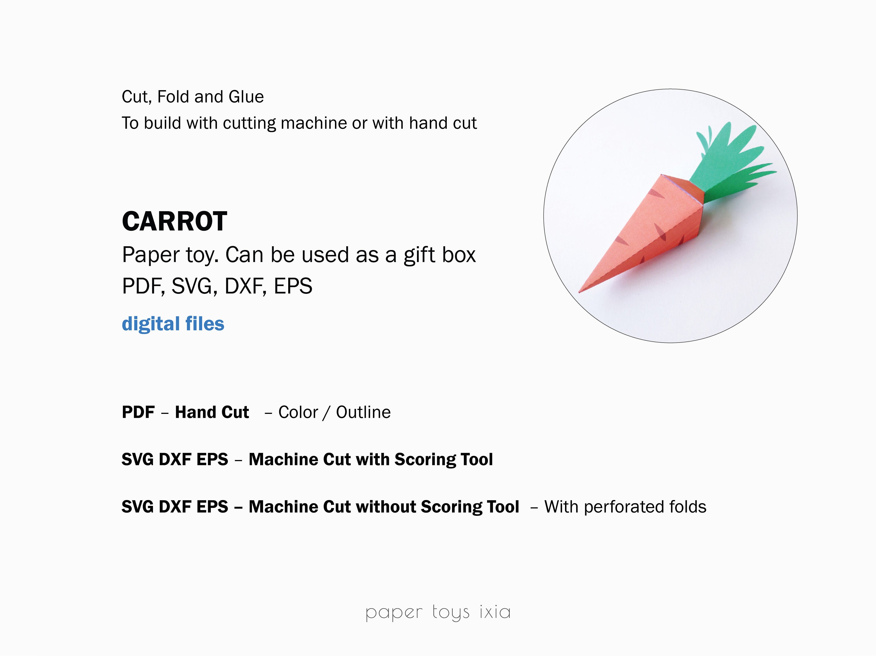 Carrot 3D Template for Paper Crafting - Etsy