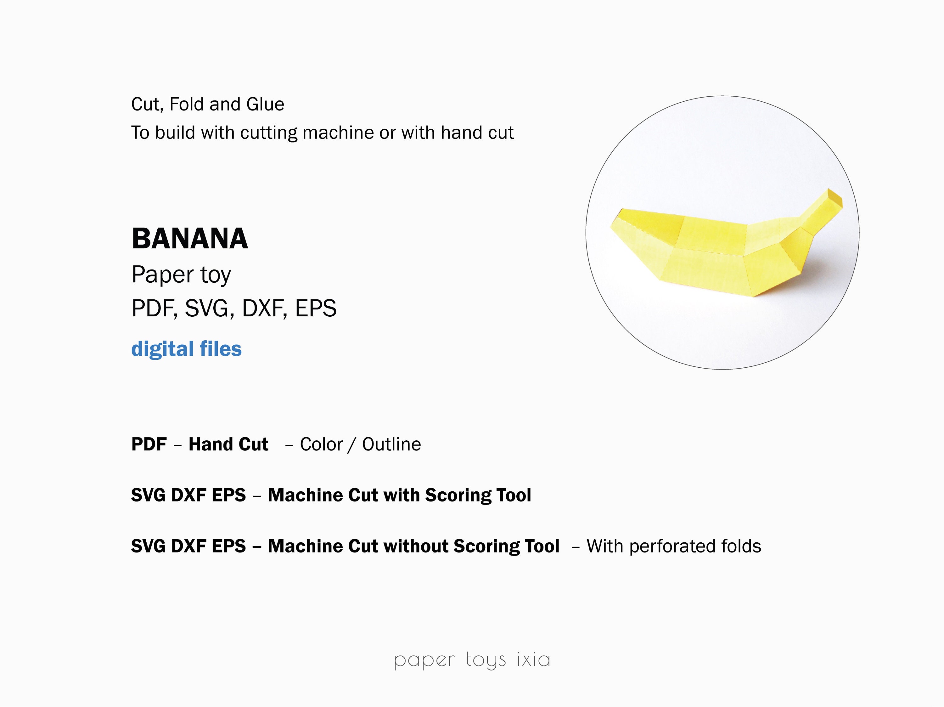 Banana DIY 3D Paper Toy SVG - Etsy