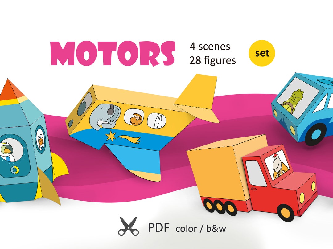 Motors Set - Easy Crafts for Kids. Papercraft Templates - Etsy